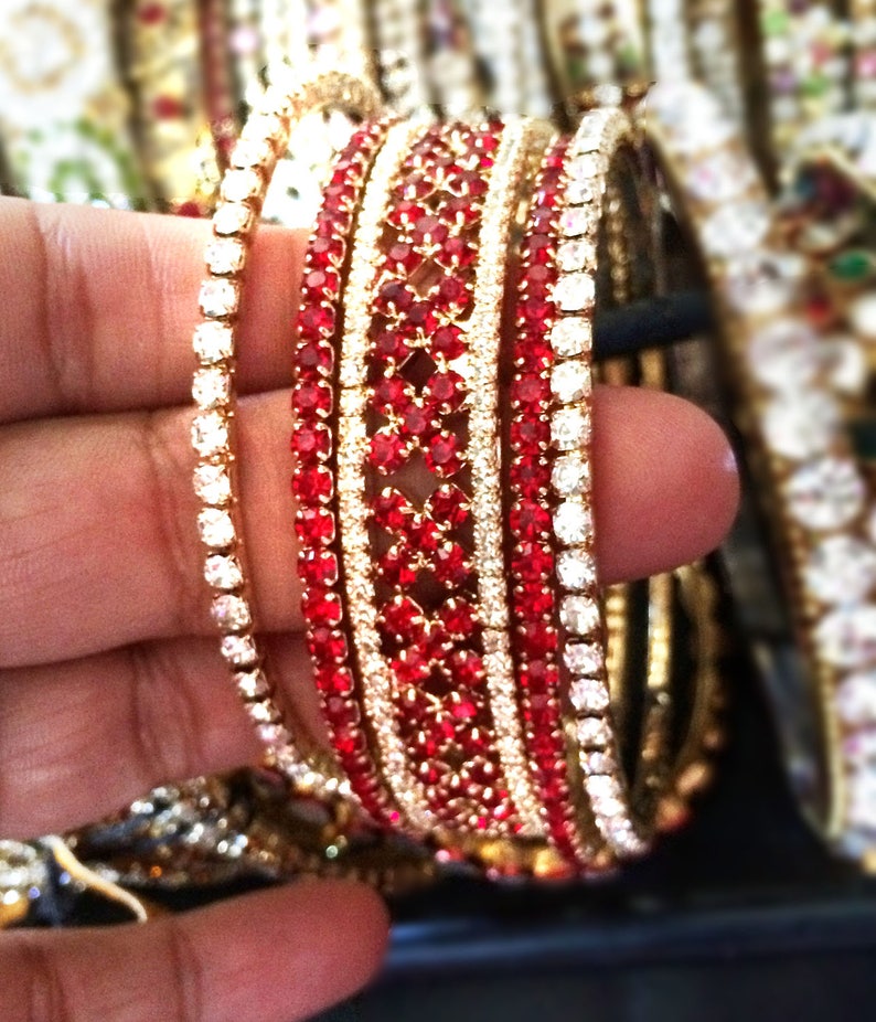 Red Bangle Set ,holiday Jewelry,bangle Stack,christmas Red Crystal ...