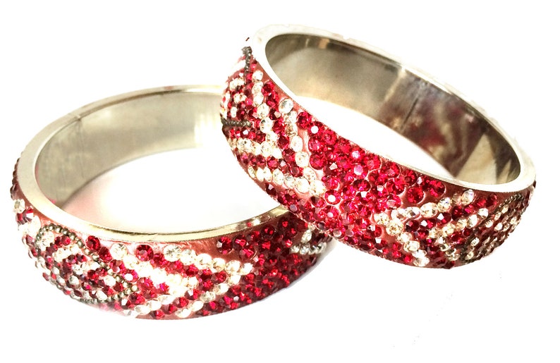Crystal Indian Bangles-victorian Red Crystal Bangles-stacking Bracelets ...