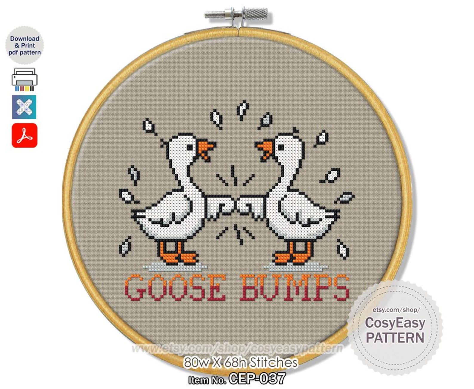 CEP-037 'GOOSE BUMPS' Cross Stitch Pattern Pdf Animal Memes Modern - Etsy