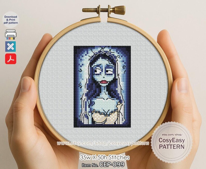 CEP-099 'corpse Bride' Cross Stitch Pattern Pdf Halloween Fantasy Skull ...