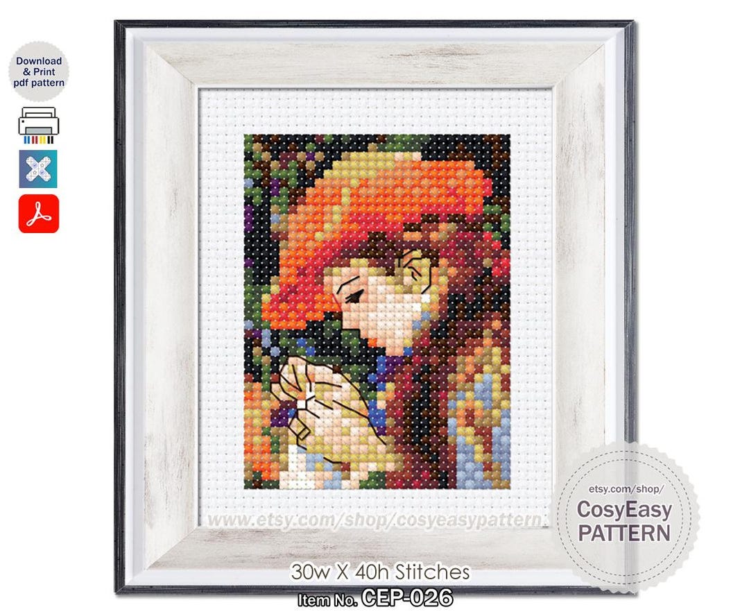 CEP-026 'marie Therese Durand Ruel Sewing by Pierre Auguste Renoir' Cross Stitch Pattern Pdf ...