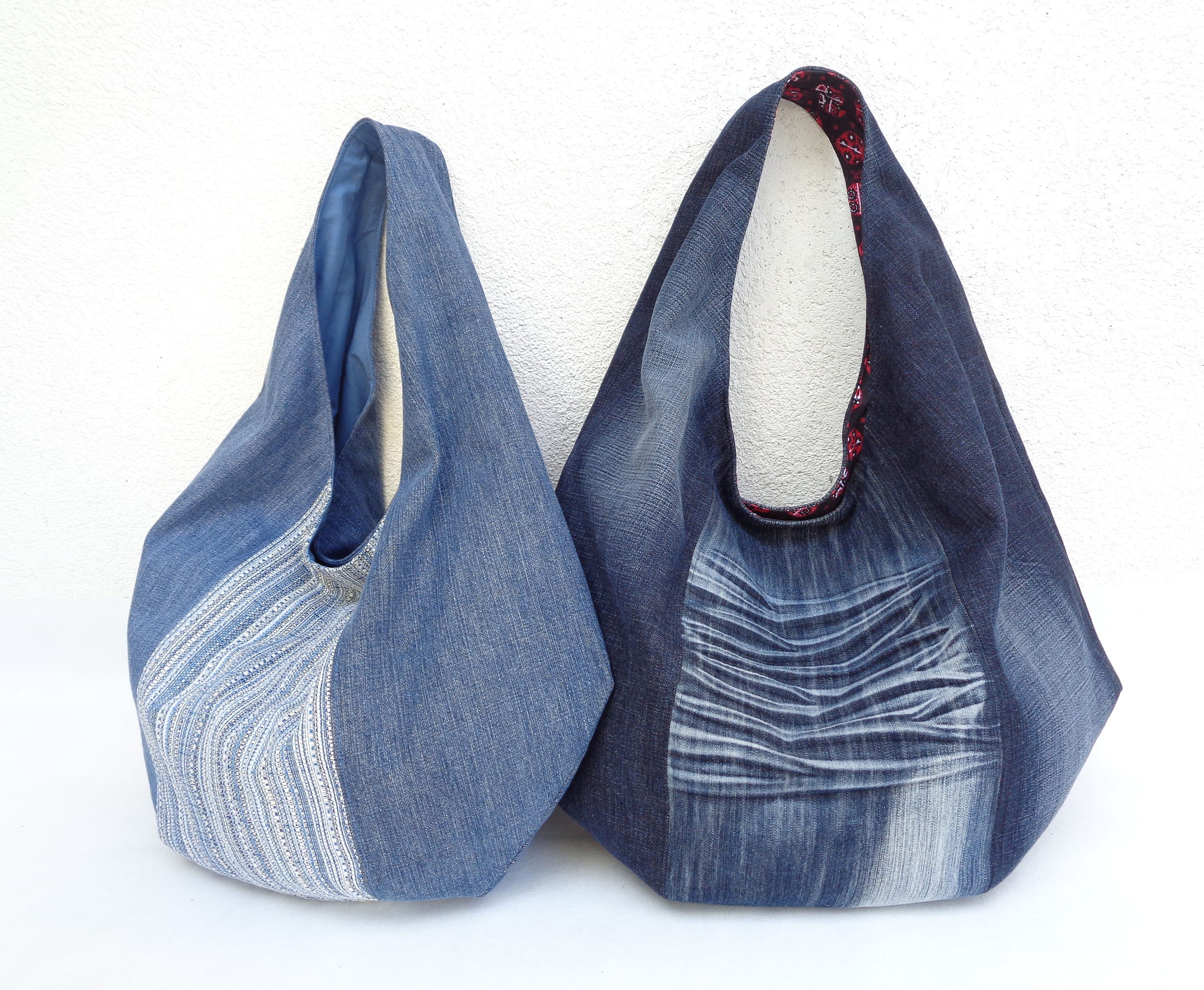 DIY Large Bag Sewing Pattern, Slouchy Jeans Shoulder Bag, Hobo Handbag ...