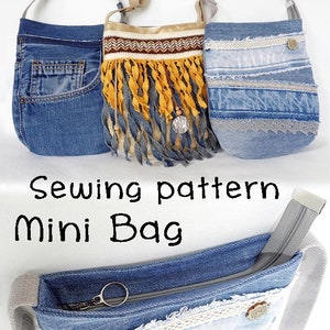 Sewing Tutorial, Printable Pattern to Make Mini Bag, Small Denim Bag ...