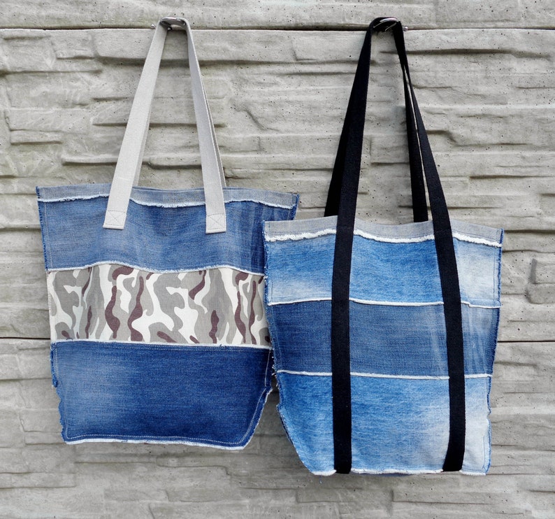 Reverse Seams Tote Bag Sewing Pattern, Jean Handbag DIY, Printable PDF ...