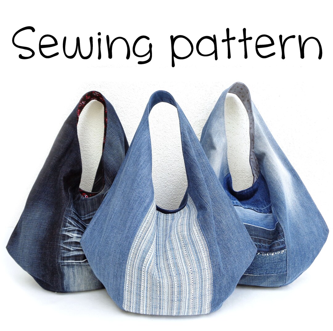 DIY Large Bag Sewing Pattern, Slouchy Jeans Shoulder Bag, Hobo Handbag ...