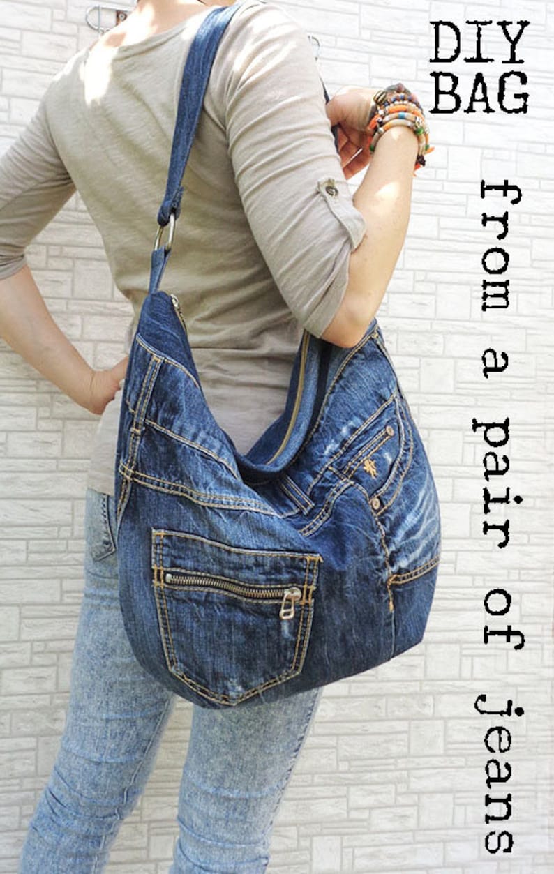 Jeans Bag Sewing Pattern, Slouchy Zipper Bag DIY (PDF Pattern) - Etsy ...