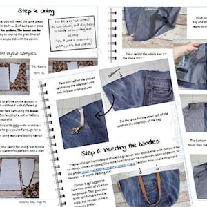 Tote Bag Sewing Pattern, Jeans Handbag With Folded Sides, DIY Denim Bag ...