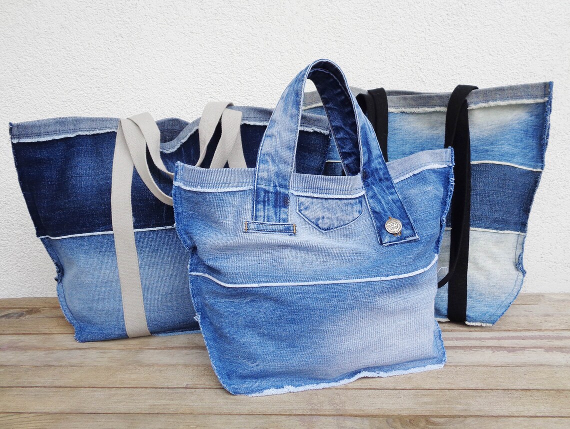 Reverse Seams Tote Bag Sewing Pattern Jean Handbag DIY - Etsy