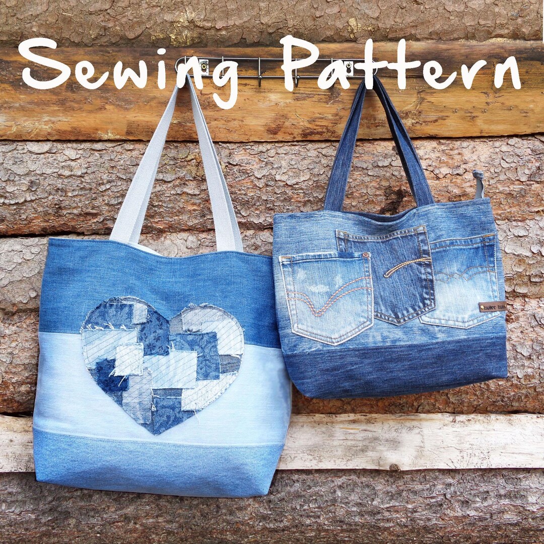 DIY Tote Bag With Zipper and Lining Sewing Pattern in Two Sizes. Easy ...