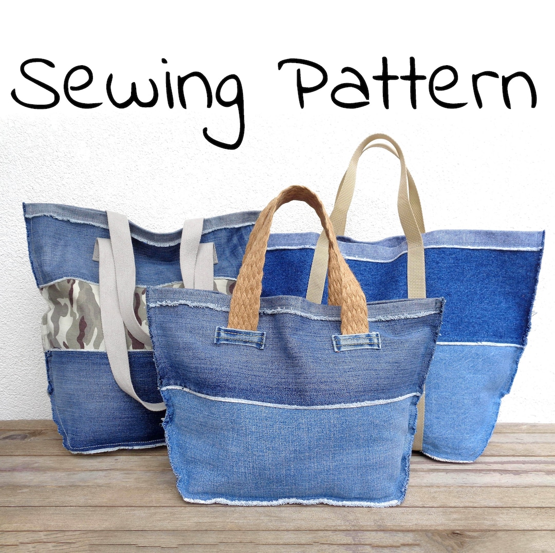 Reverse Seams Tote Bag Sewing Pattern, Jean Handbag DIY, Printable PDF ...