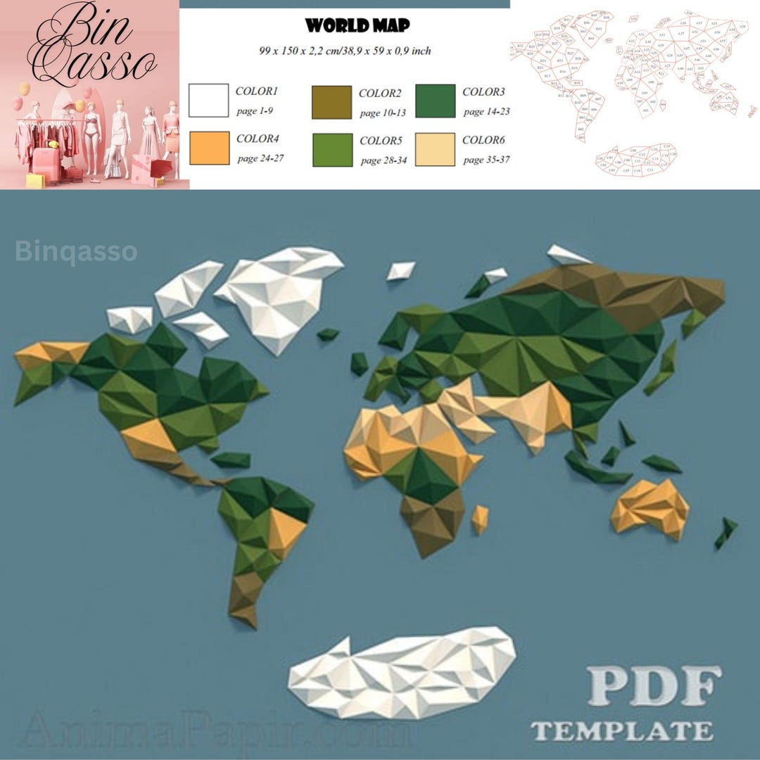 World Map Papercraft, 3D Paper Model, Animal, Zoo, Paper Craft ...