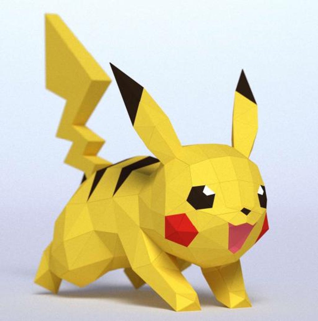 Pikachu 3D Papercraft PDF, 3D Pikachu, 3D Pokemon, Pokemon 3D ...