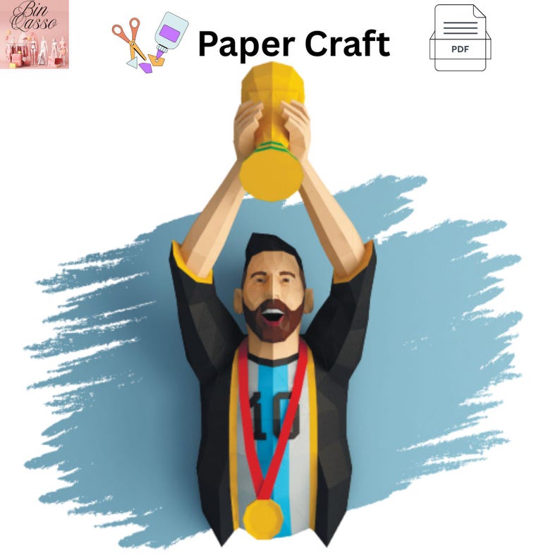 Lionel Messi Papercraft , DIY 3D Model, Fan Art, Paper Sculpture, Low ...