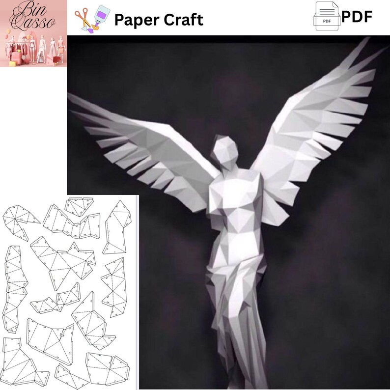 DIY Angel Sculpture Papercraft | Digital Paper Craft Template PDF ...
