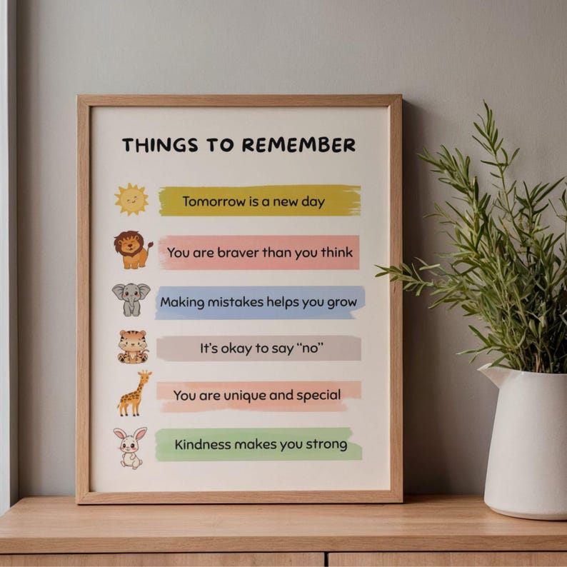 Things to Remember Kids Affirmation Poster | Calm Corner Printable ...