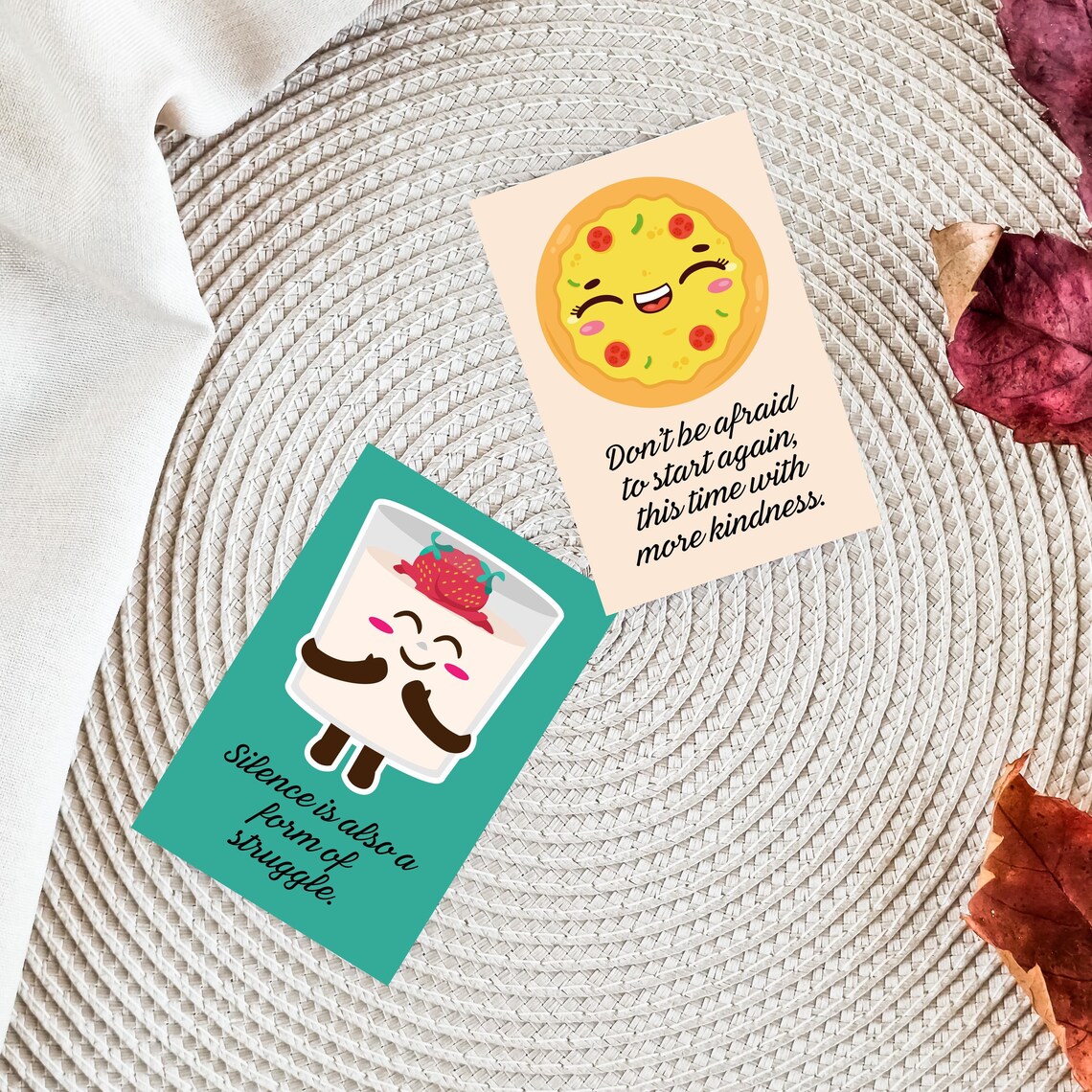 Kawaii Food Affirmation Cards – 50 Cute Motivational Quotes for Self ...