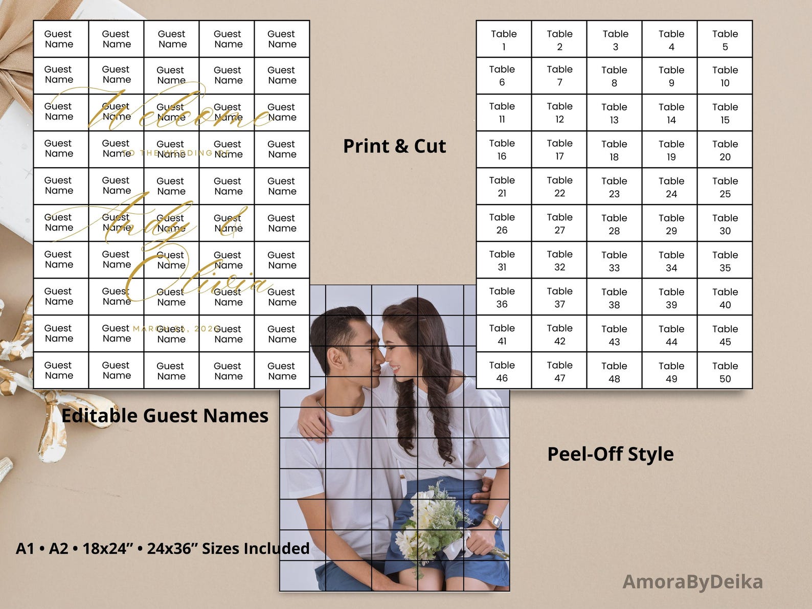 Interactive Wedding Seating Chart Template Canva Editable | Peel to ...