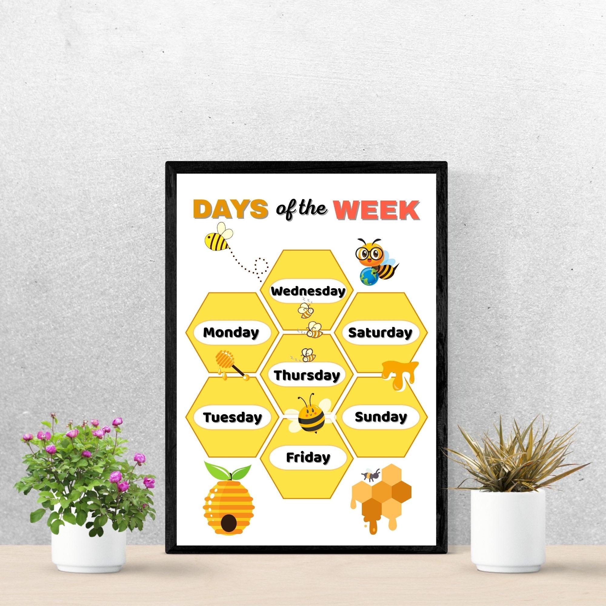 Bee Days of the Week Poster: Honeycomb Classroom Decor (PDF Download ...