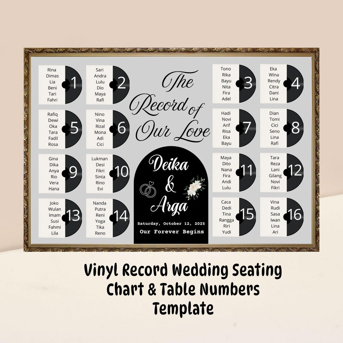 Vinyl Record Wedding Seating Chart & Table Numbers (digital Download ...