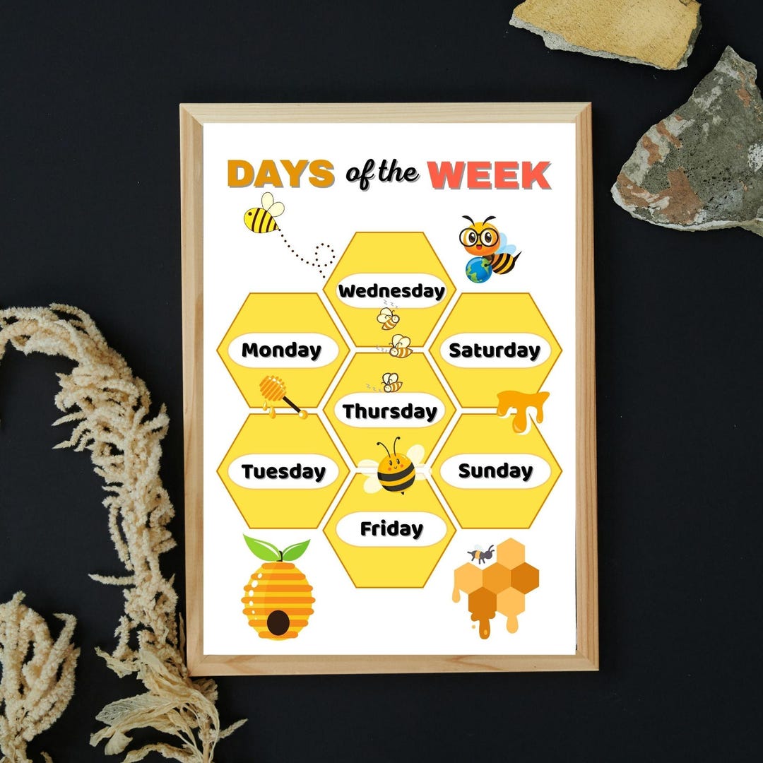 Bee Days of the Week Poster: Honeycomb Classroom Decor (PDF Download ...