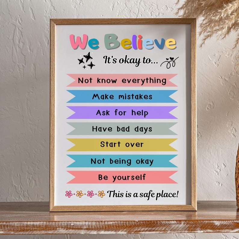 Growth Mindset Classroom Poster: Mental Health Safe Space Decor ...