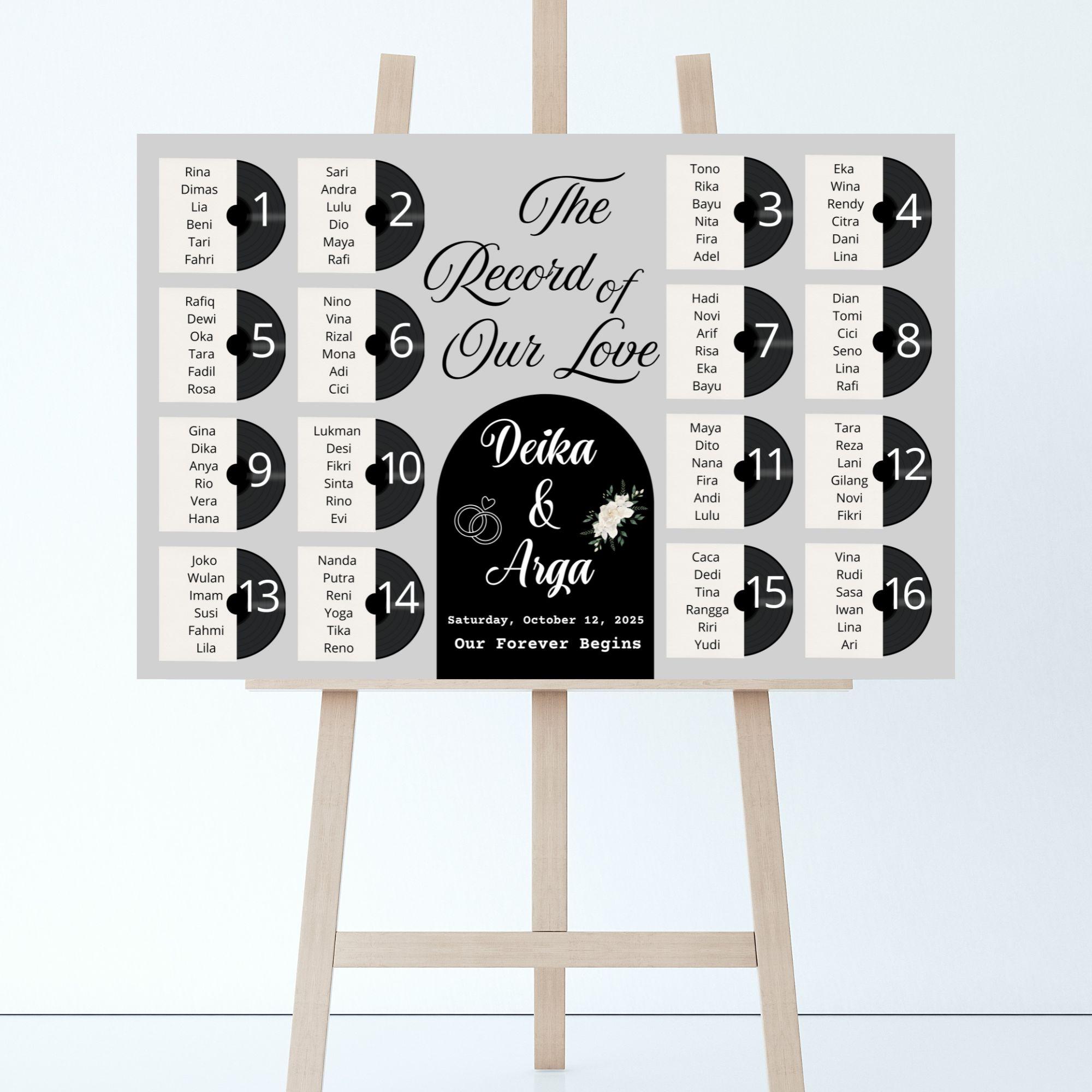 Vinyl Record Wedding Seating Chart & Table Numbers (digital Download ...