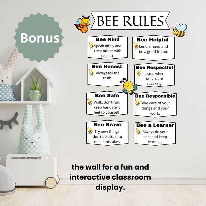 Bee Rules Classroom Poster: Kindergarten Behavior Chart (digital ...