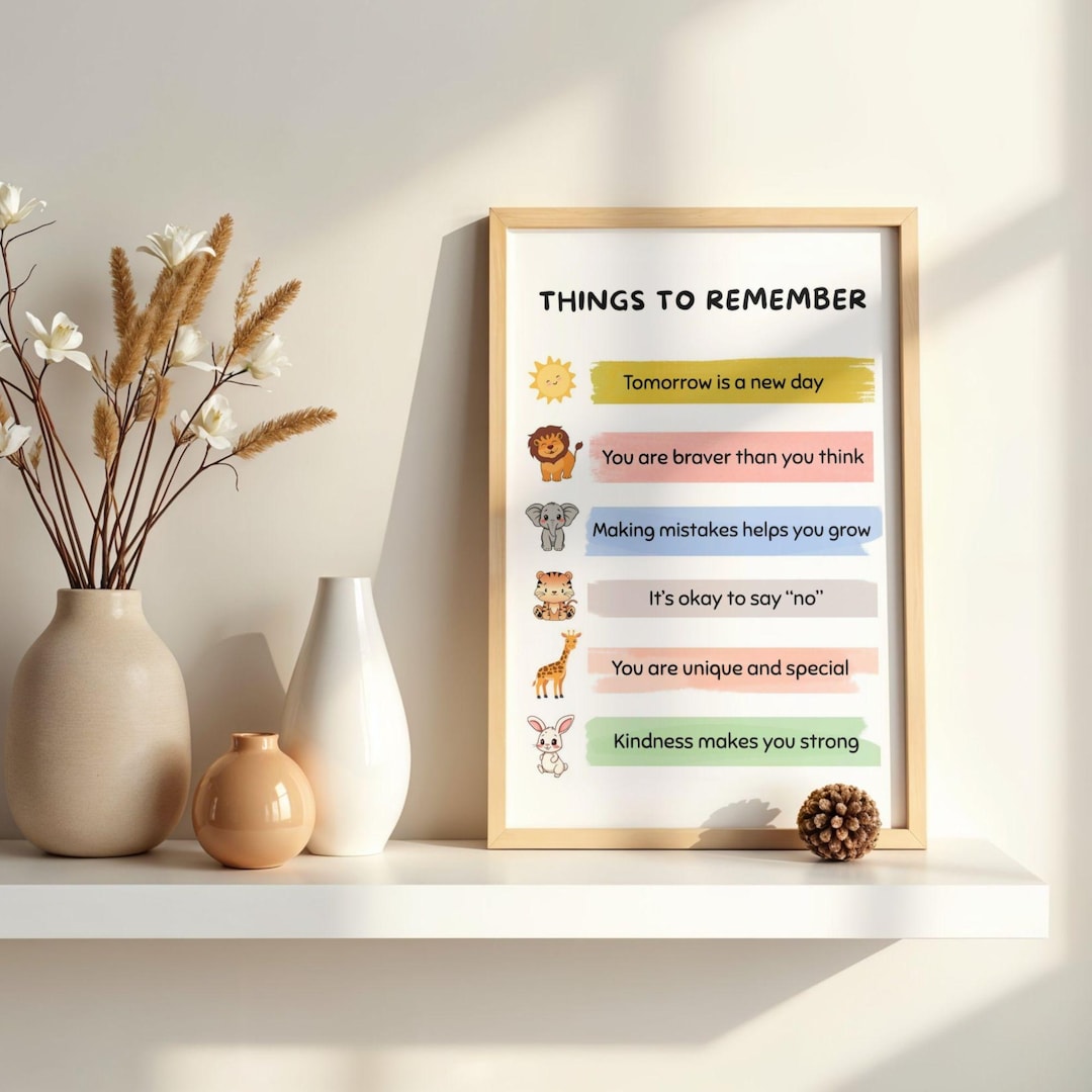 Things to Remember Kids Affirmation Poster | Calm Corner Printable ...