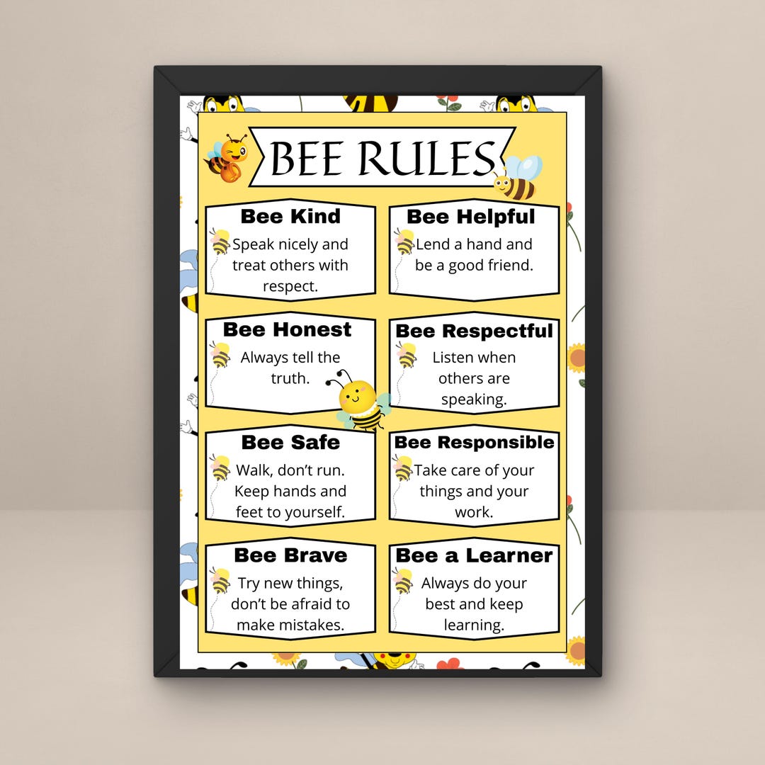 Bee Rules Classroom Poster: Kindergarten Behavior Chart (digital ...
