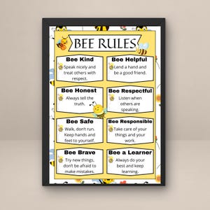 Bee Rules Classroom Poster: Kindergarten Behavior Chart (digital ...