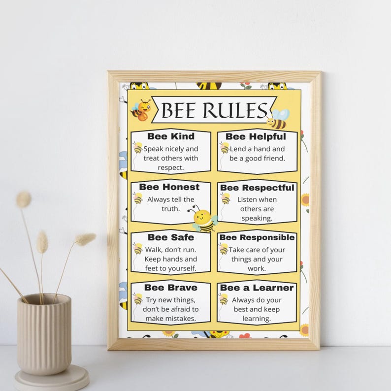 Bee Rules Classroom Poster: Kindergarten Behavior Chart (digital ...