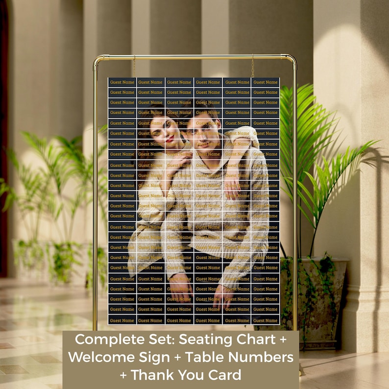Elegant Gold Interactive Wedding Seating Chart Bundle | Welcome Sign ...