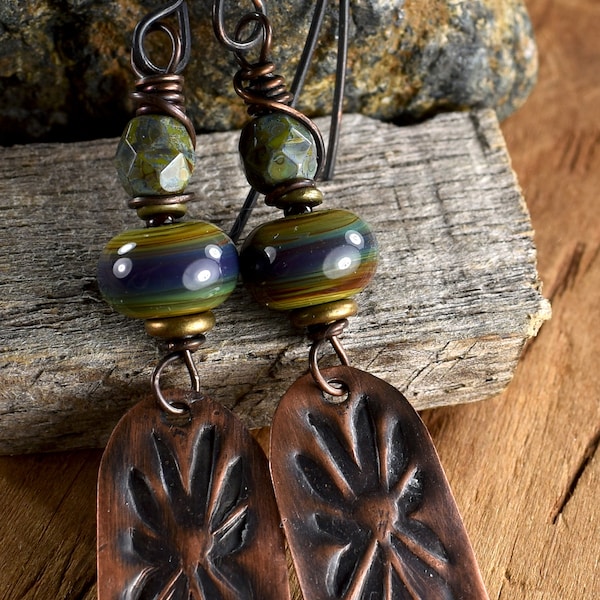 Rustic Earrings - Etsy