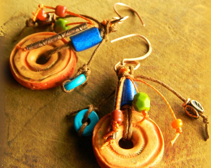 Orange Julius Earrings Polymer Clay Turquoise Ceramic Green - Etsy