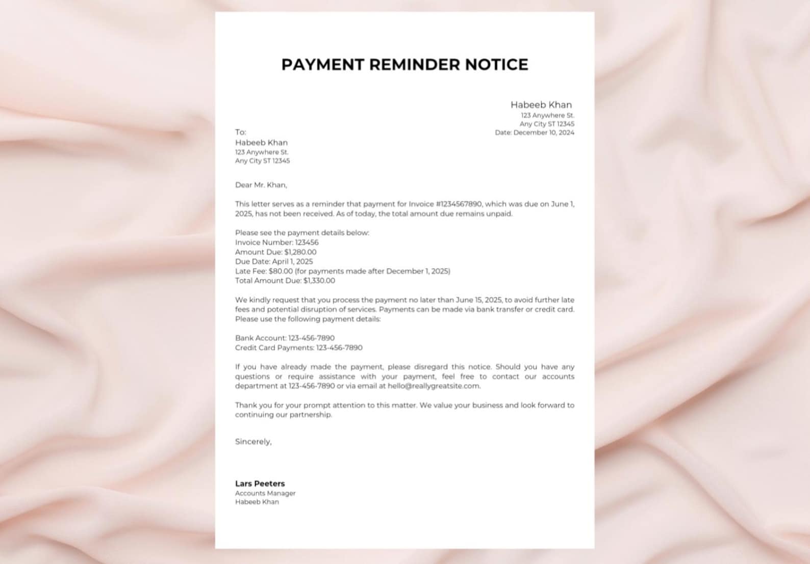 Canva Editable Payment Reminder Letter | A4 Overdue Invoice Template ...