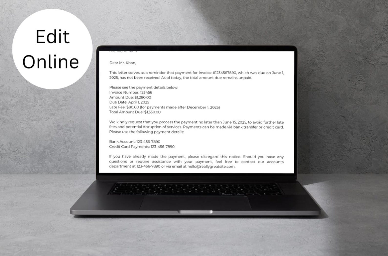 Canva Editable Payment Reminder Letter | A4 Overdue Invoice Template ...