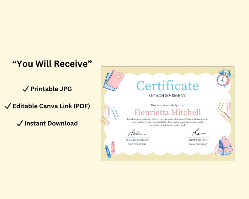 Editable Kids Certificate Template | Canva + JPG + PDF | Fun Printable ...
