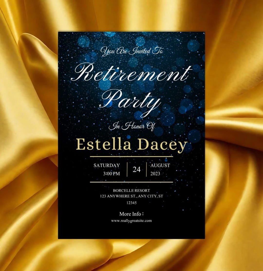 Elegant Retirement Party Invitation Template | Editable Canva Design ...