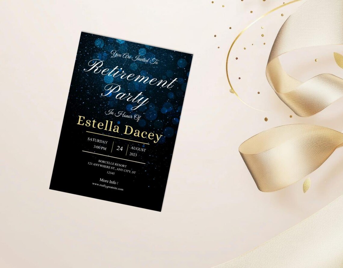 Elegant Retirement Party Invitation Template | Editable Canva Design ...