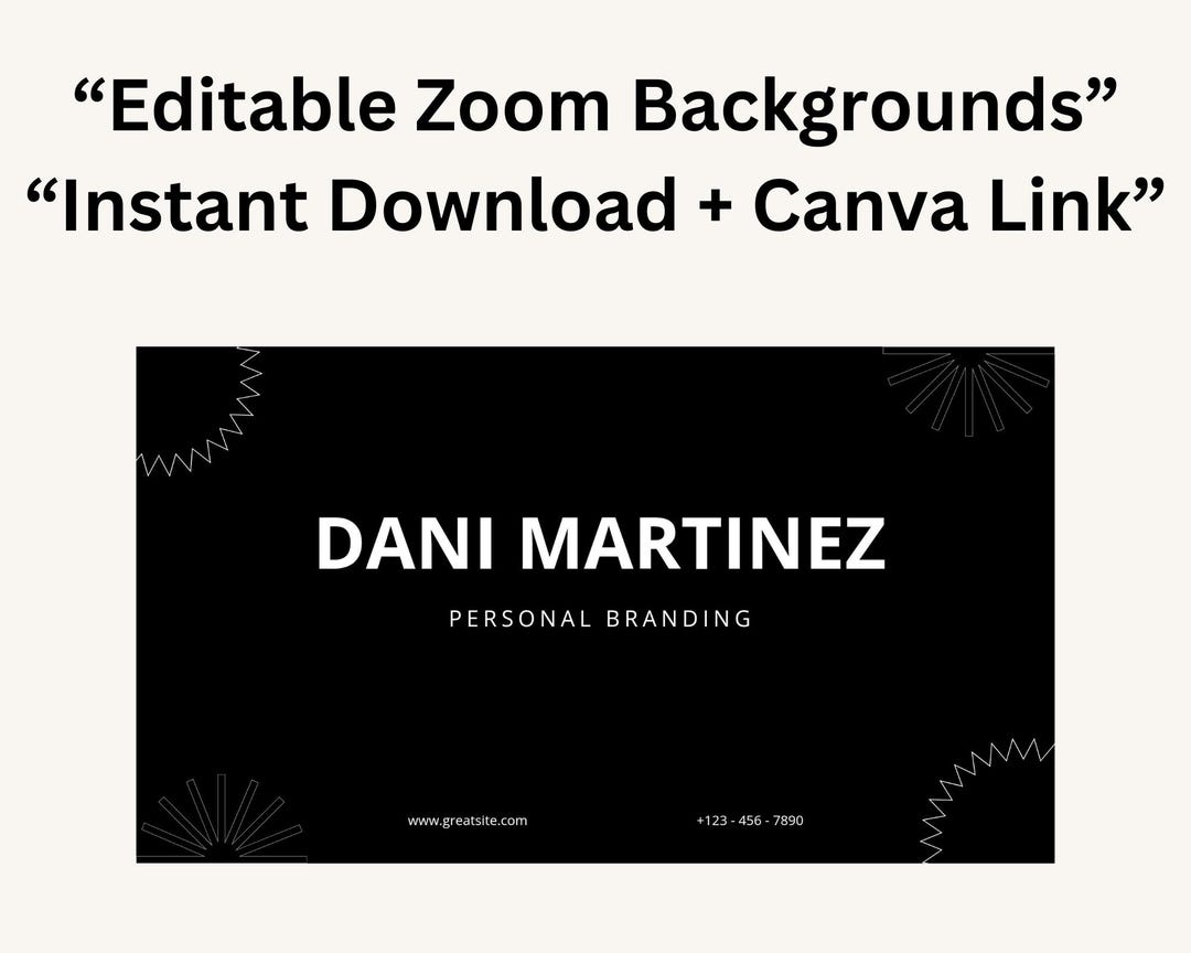 3 Personal Branding Zoom Backgrounds | Printable JPG + Editable Canva ...