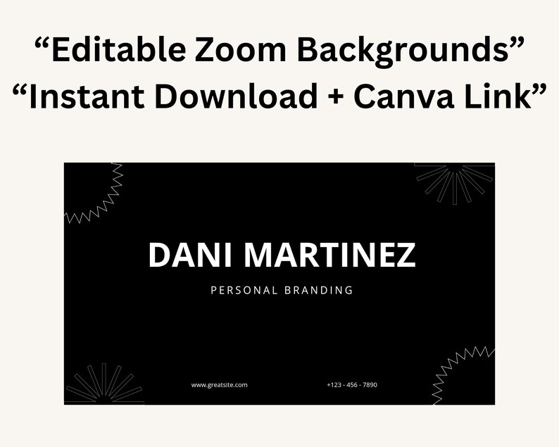 3 Personal Branding Zoom Backgrounds | Printable JPG + Editable Canva ...