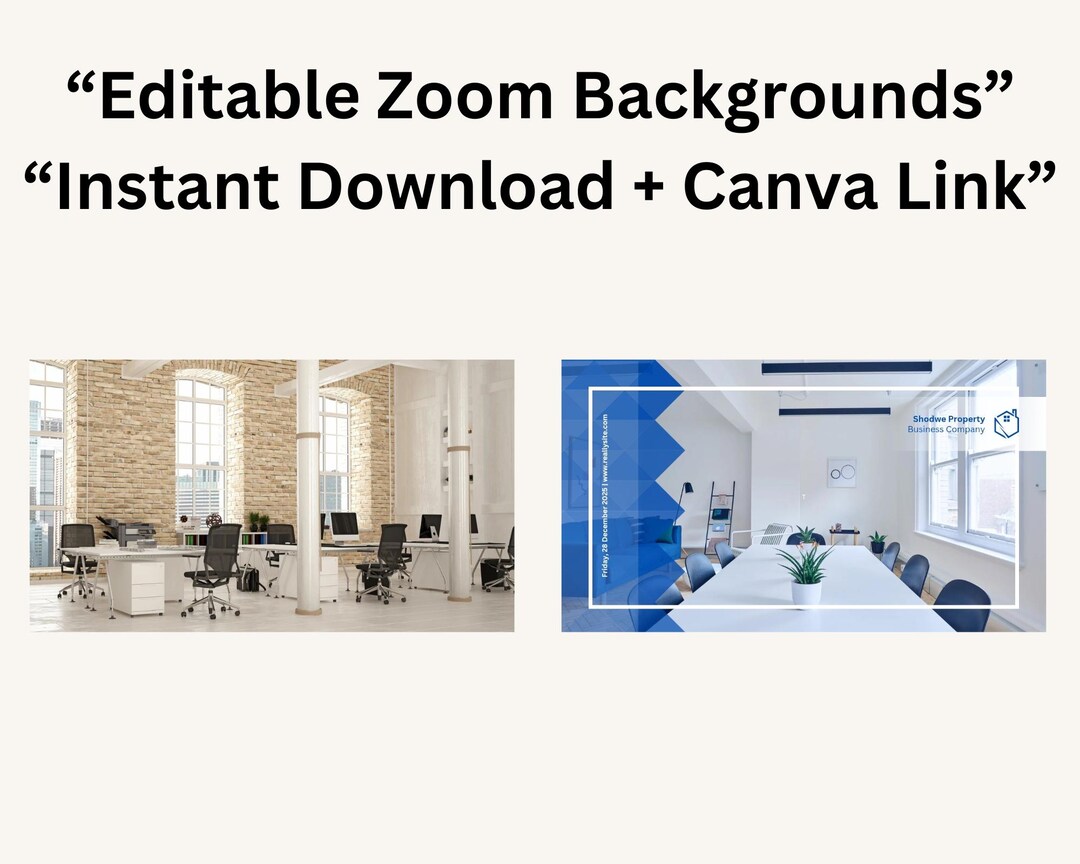 Editable Zoom Backgrounds for Office Calls | 5 JPG + Canva Templates ...