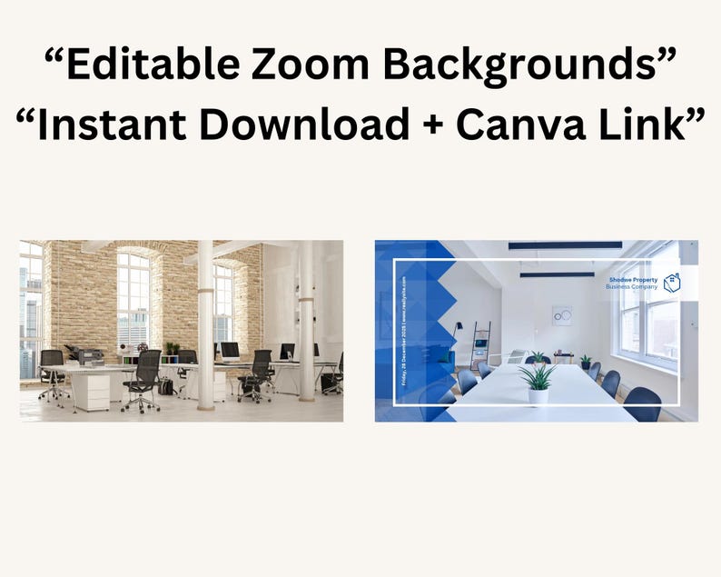 Editable Zoom Backgrounds for Office Calls | 5 JPG + Canva Templates ...