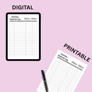 Monthly Expense Log Printable A4 | Budget Tracker PDF | Finance Planner ...