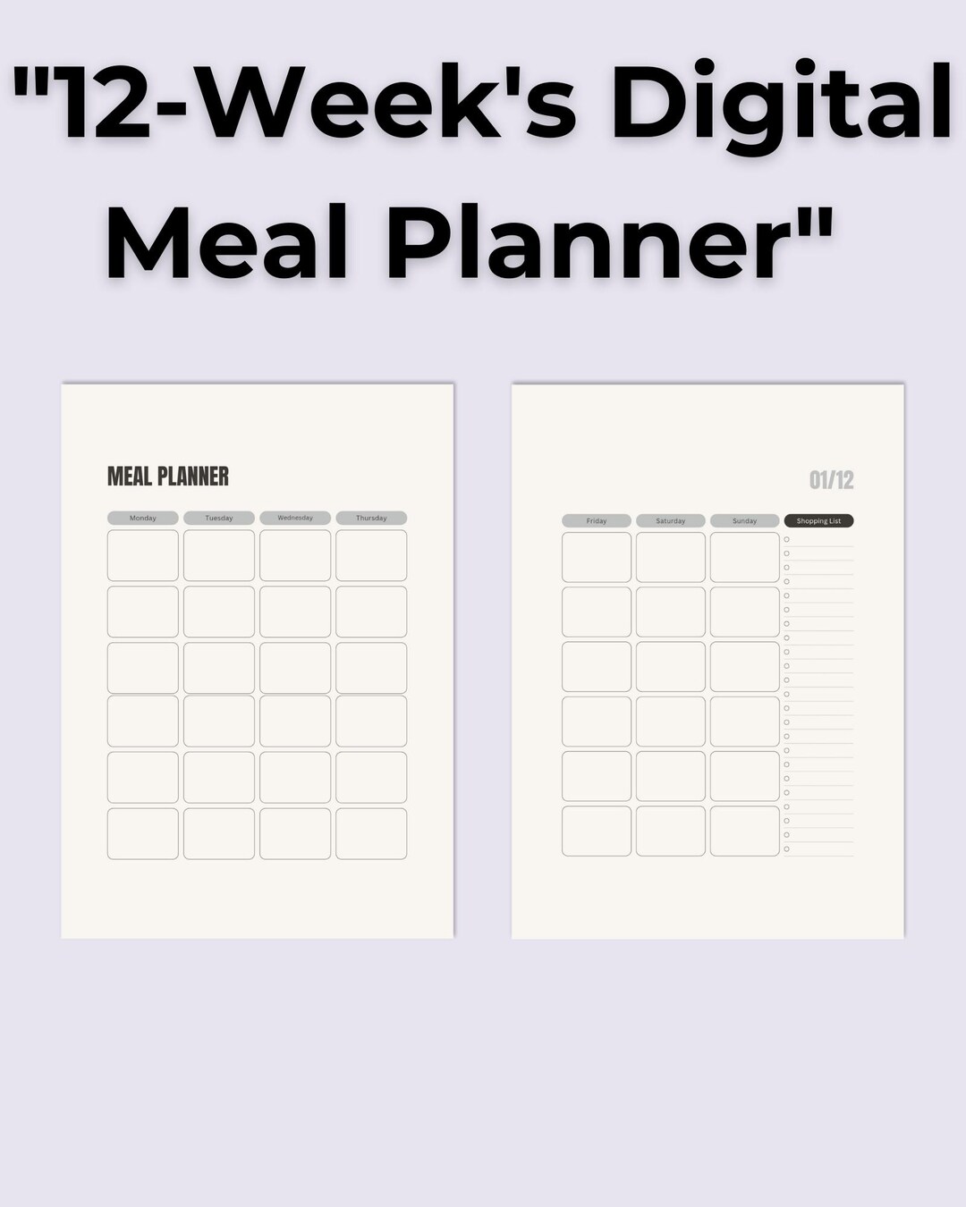 12-week Meal Planner Printable | Digital Meal Planning PDF | A4 & US ...