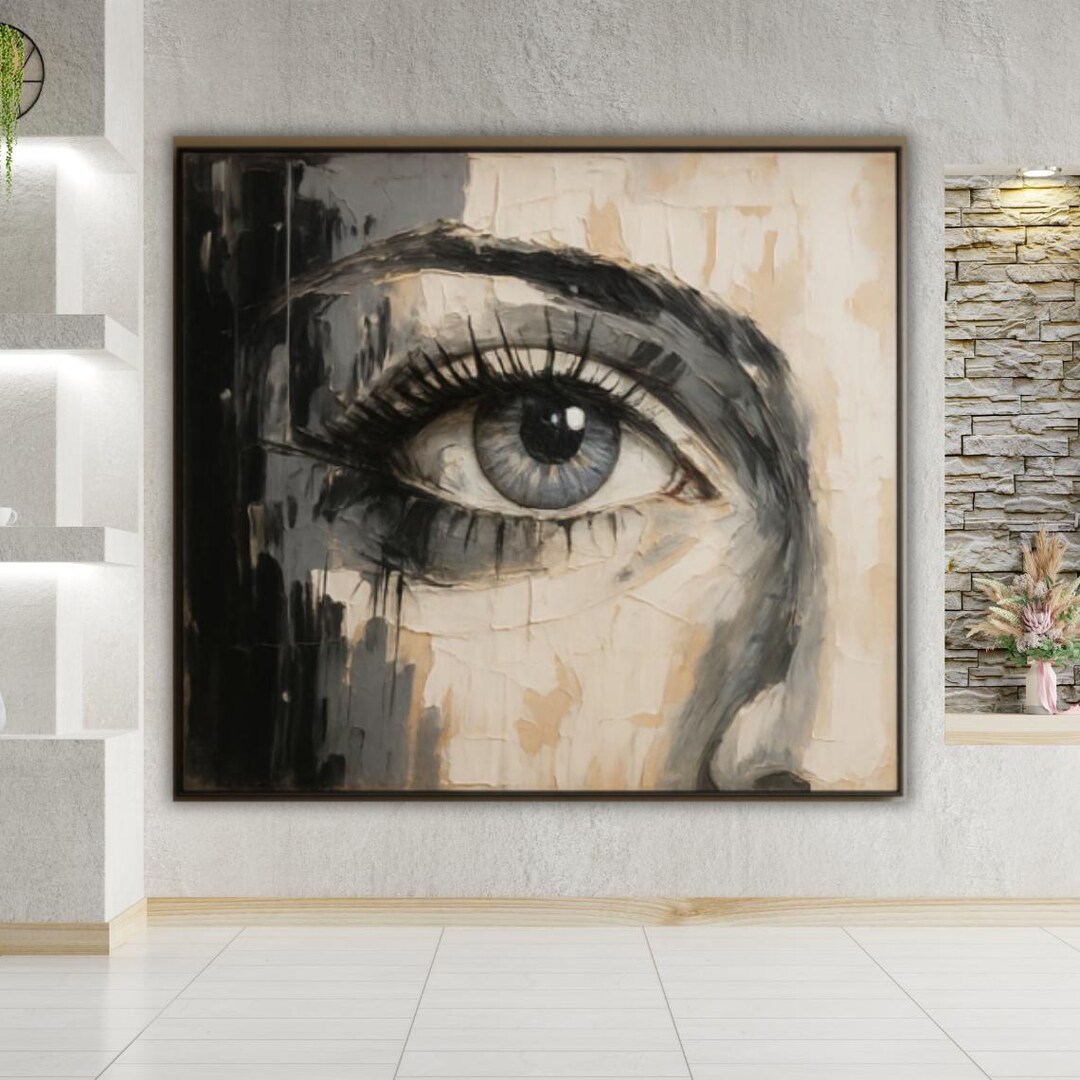 Vintage Face Painting Thick Texture Modern Wall Decoration 3D Hand ...