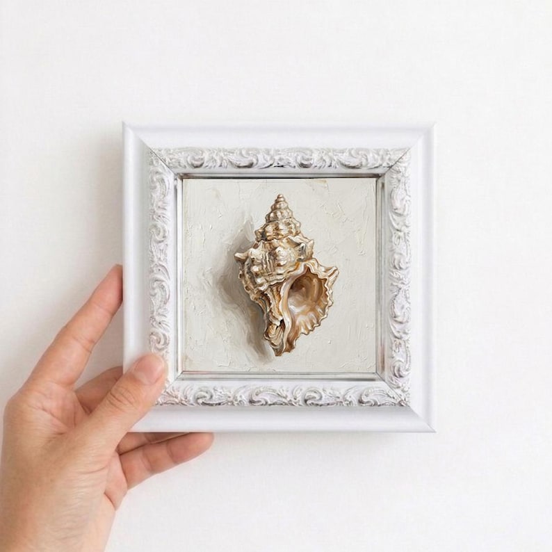 Seashell Oil Painting Mini Framed Canvas Wall Art - Etsy