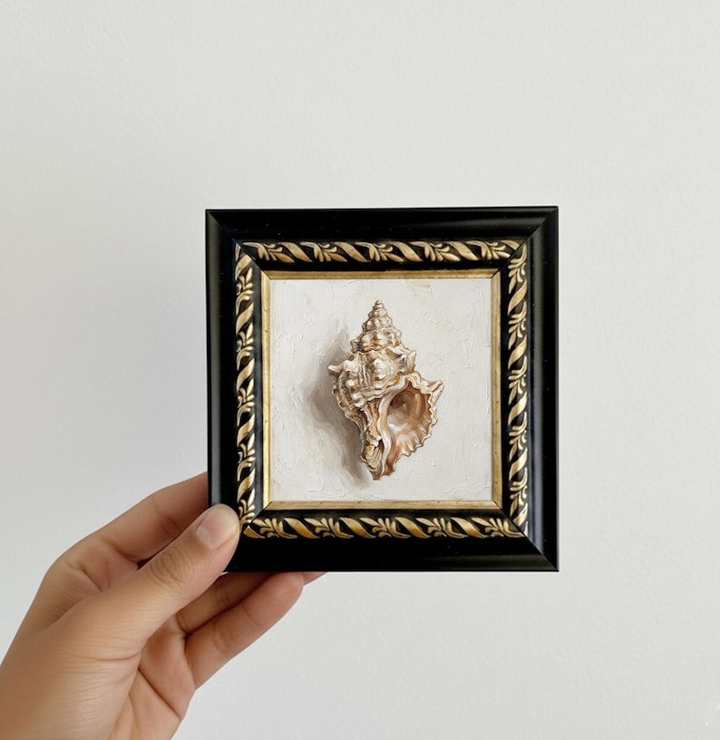 Seashell Oil Painting Mini Framed Canvas Wall Art - Etsy