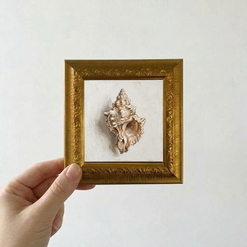 Seashell Oil Painting Mini Framed Canvas Wall Art - Etsy
