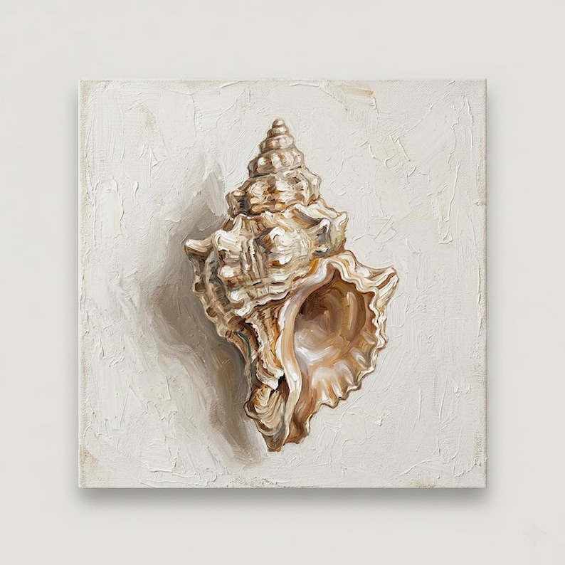 Seashell Oil Painting Mini Framed Canvas Wall Art - Etsy
